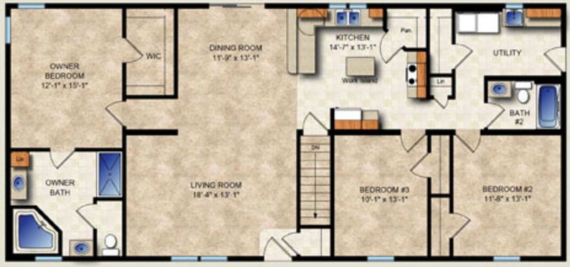 Heartland | 1658 Square Foot Ranch Floor Plan